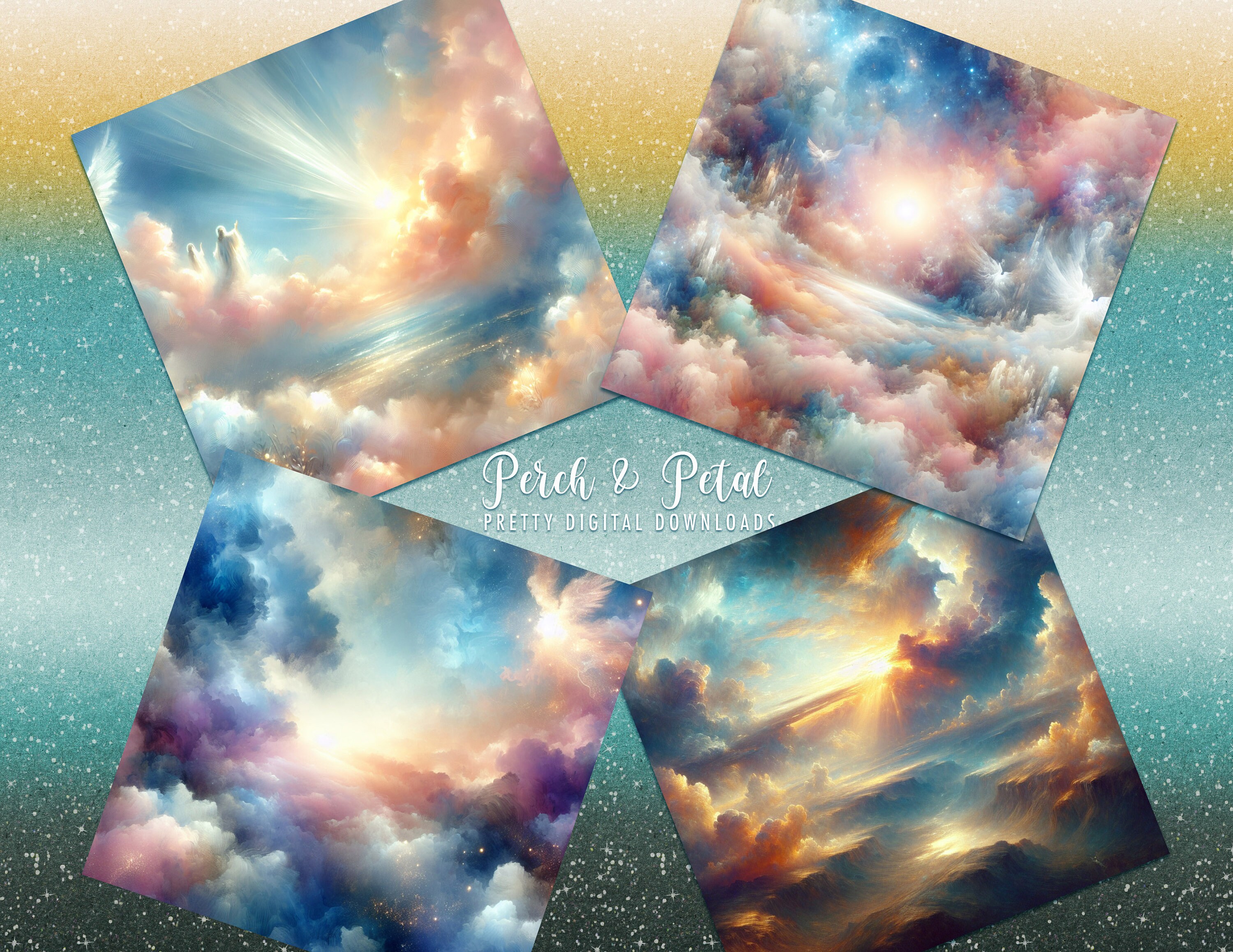 The Heavens Declare Pretty Digital Scrapbook Paper, Watercolor Style ...