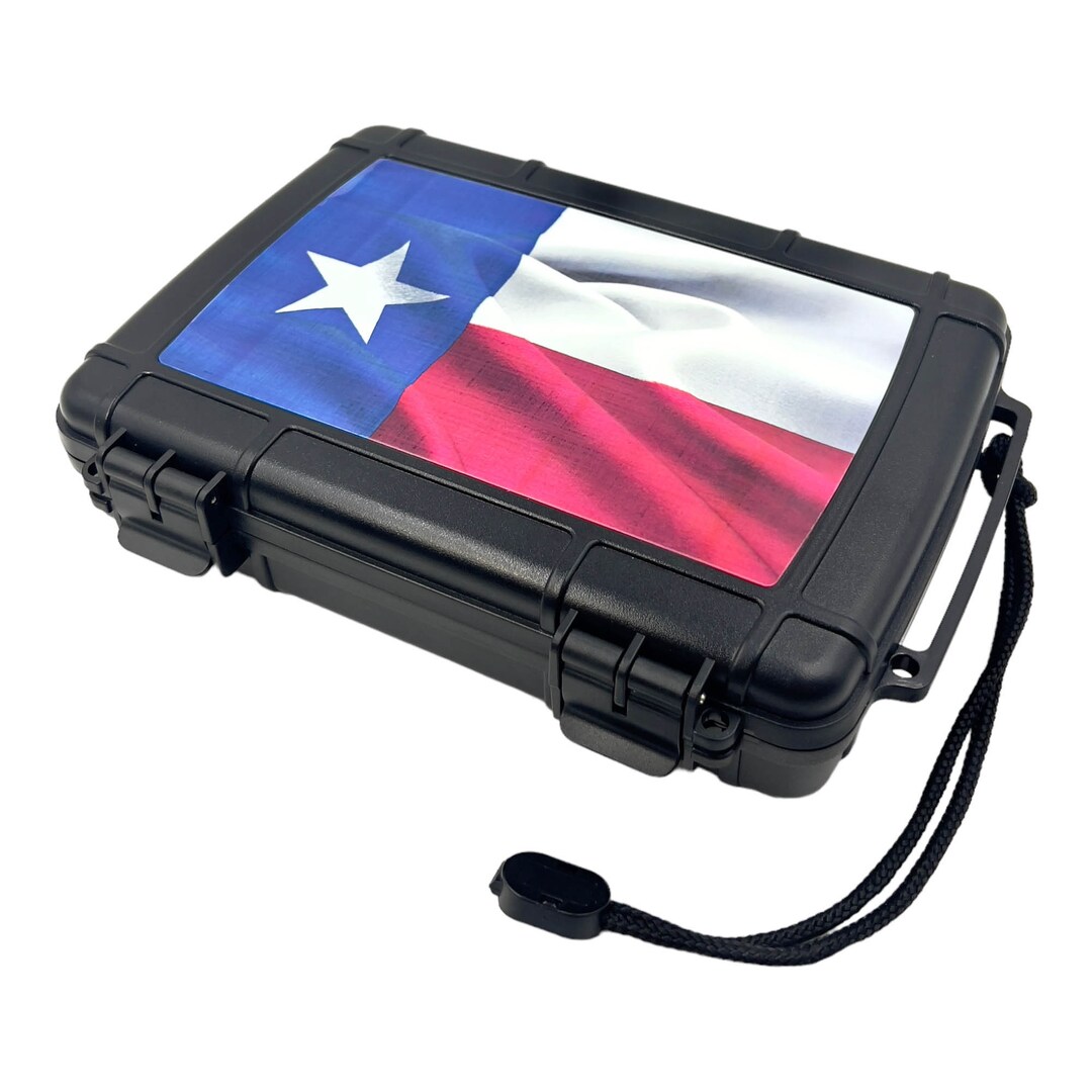 Texas Flag Graphic - Travel Cigar Humidor Waterproof, Cigar Case for ...