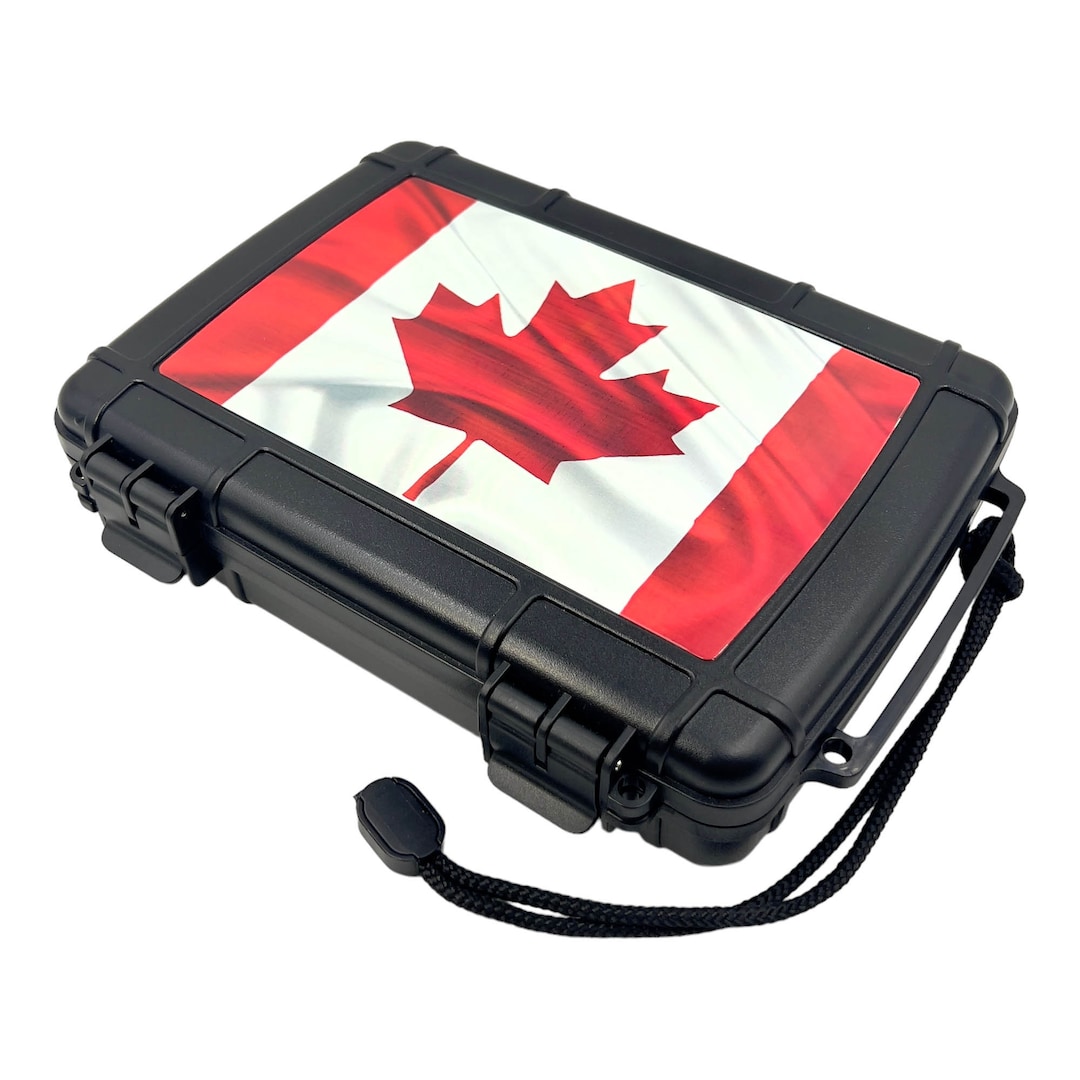 Travel Cigar Humidor Waterproof - Canadian Flag Graphic - Cigar Case ...
