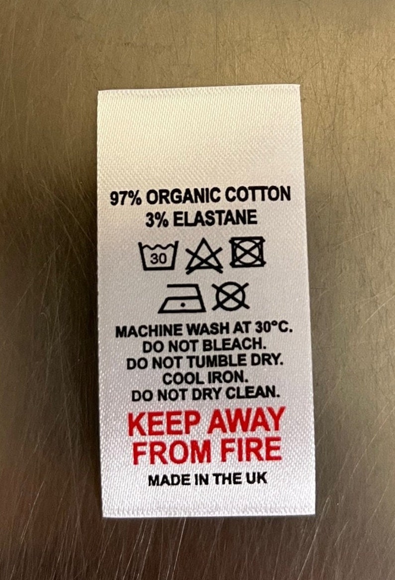 Cotton / Elastane fibre content wash care labels clothing - Etsy 日本