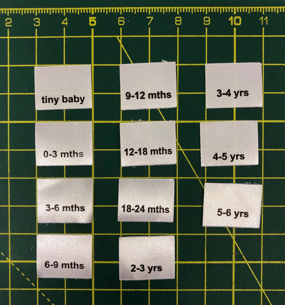 55 Baby / Childrens Clothing Garment Size Labels - Etsy UK