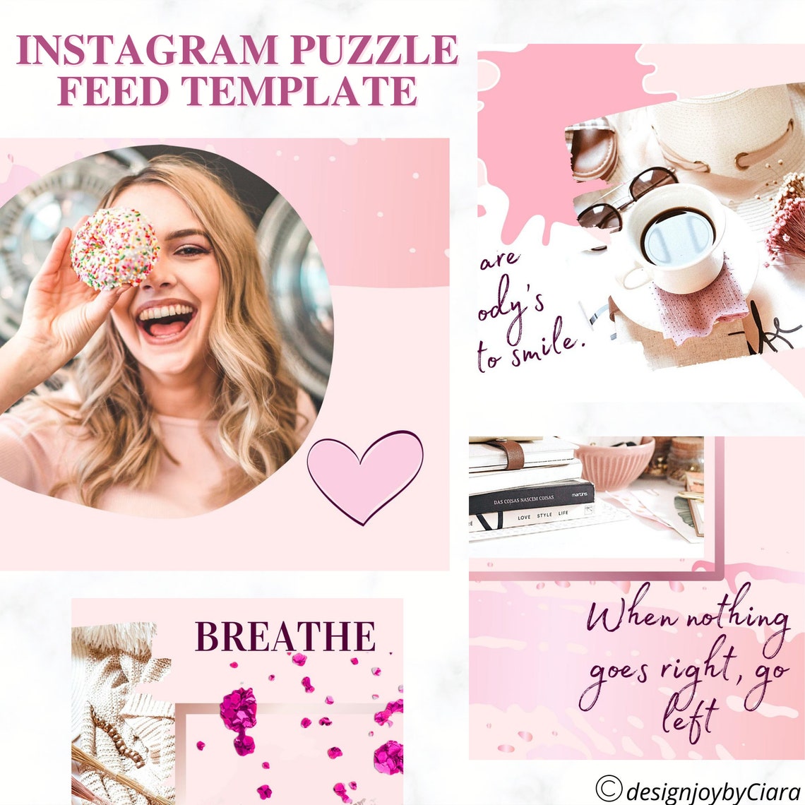 Canva Instagram Puzzle Feed Template Rose Gold Instagram 18 Posts Canva ...