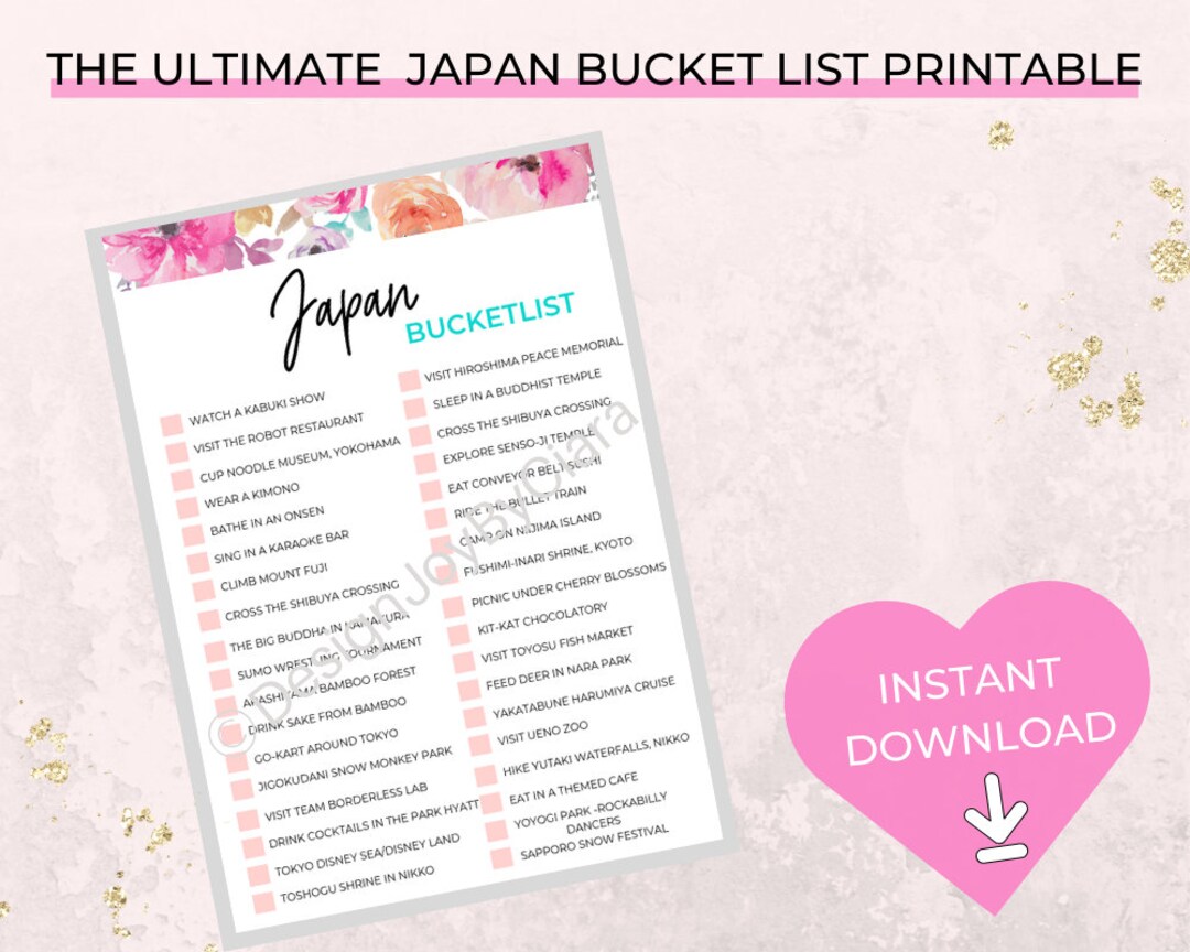 Japan Bucket List Printable Travel Checklist Bucket List Printable ...