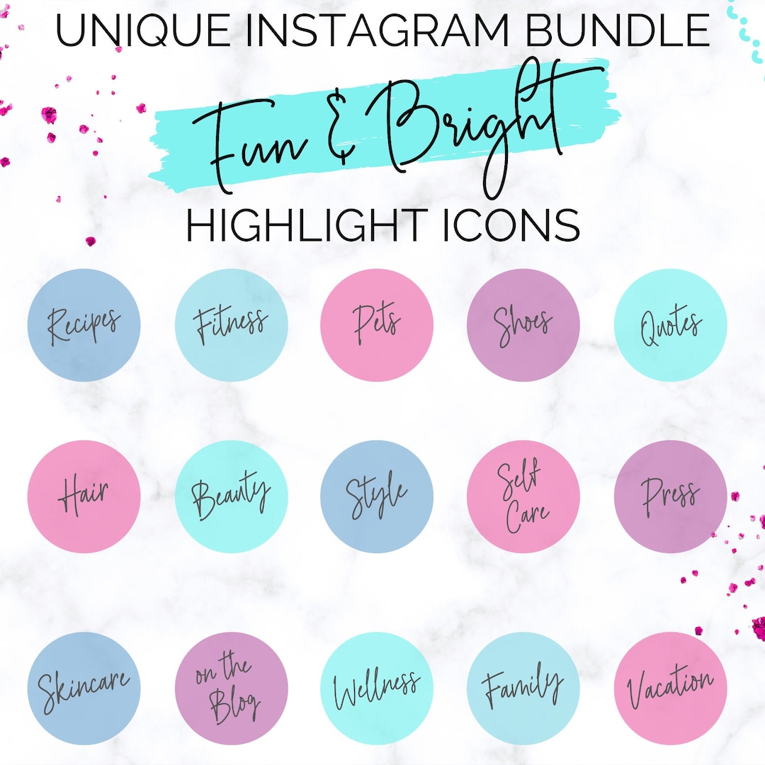 30 Instagram Highlight Icons | Pink and Turquoise Instagram Highlights ...