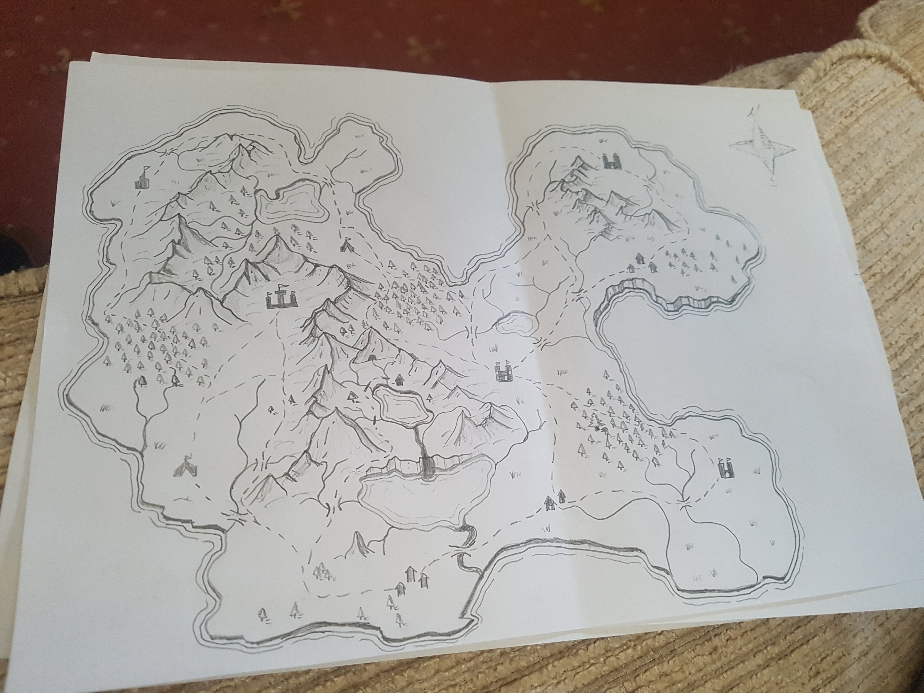 Hand Drawn Custom Fantasy Map A4 - Etsy