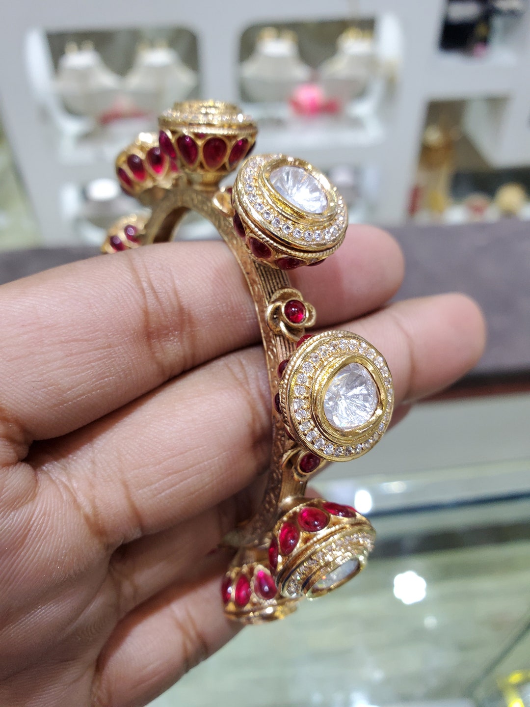 Kundan Bangle Bracelet Kara ,meenakari Jewelry, Indian Jewelry, Kundan ...