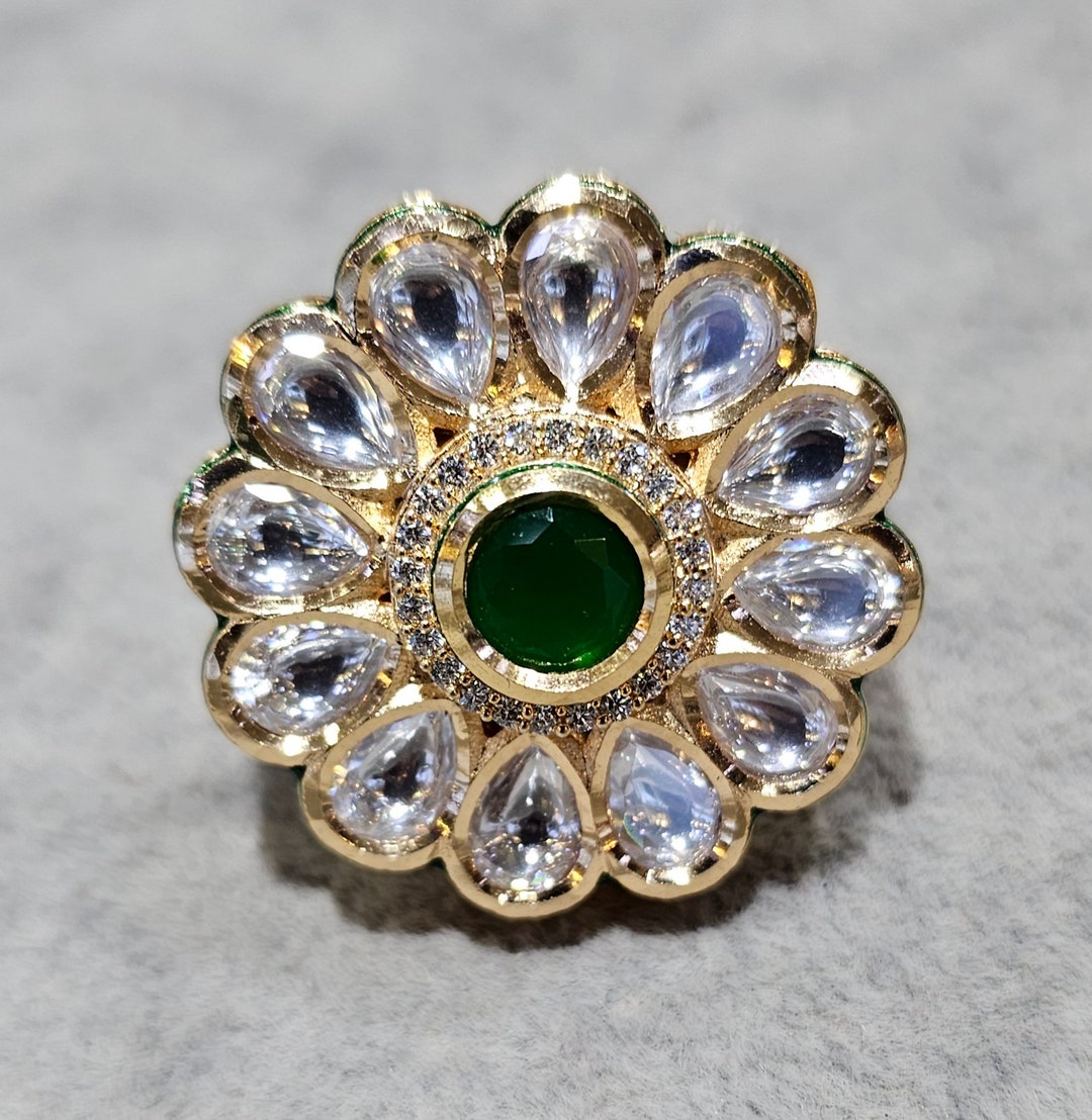 Sabyasachi Kundan Ring, Indian Jewelry Ring, Gold Kundan Bridal Ring ...