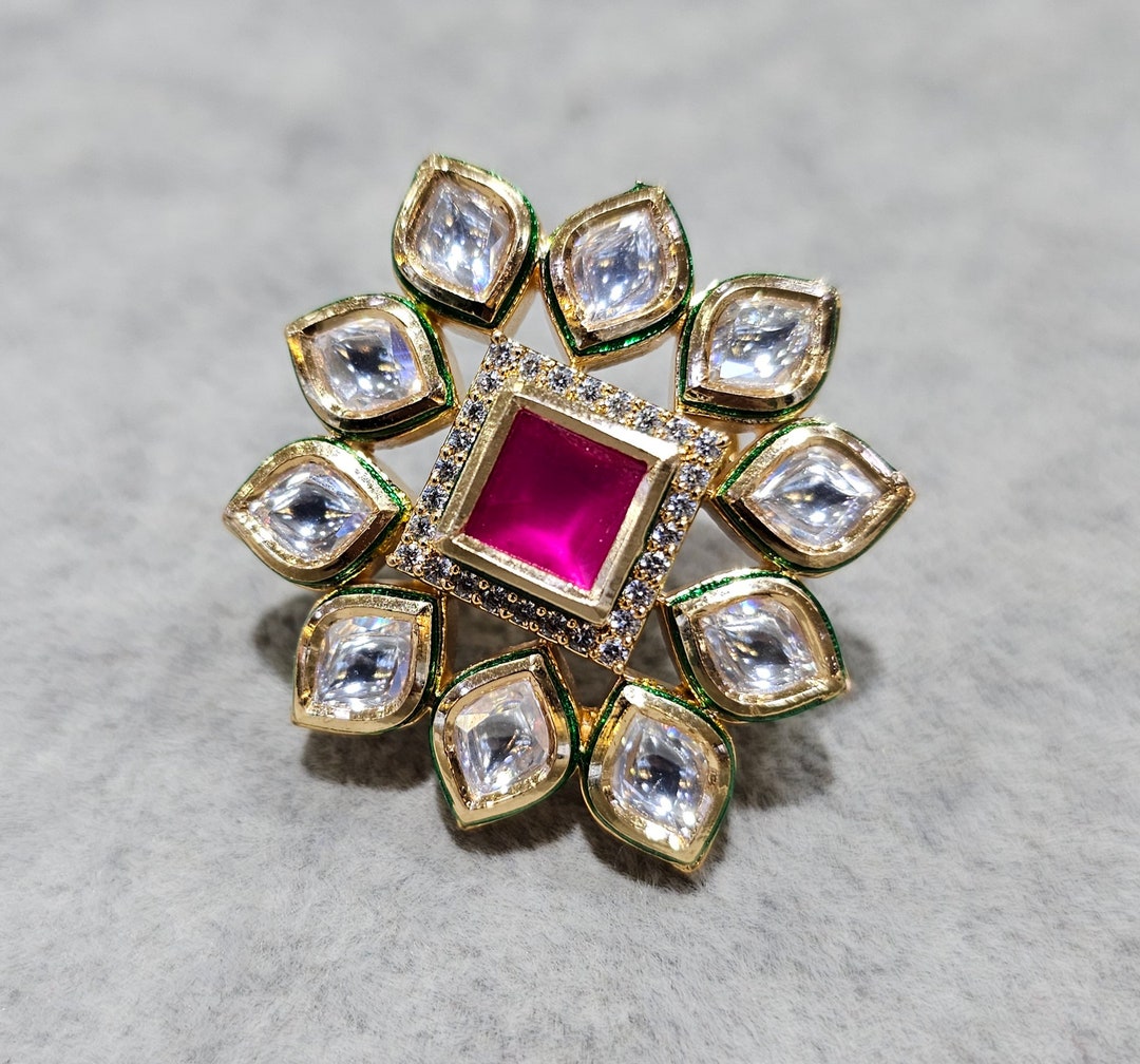 Sabyasachi Kundan Ring, Indian Jewelry Ring, Gold Kundan Bridal Ring, Polki Ring Sabyasachi ...