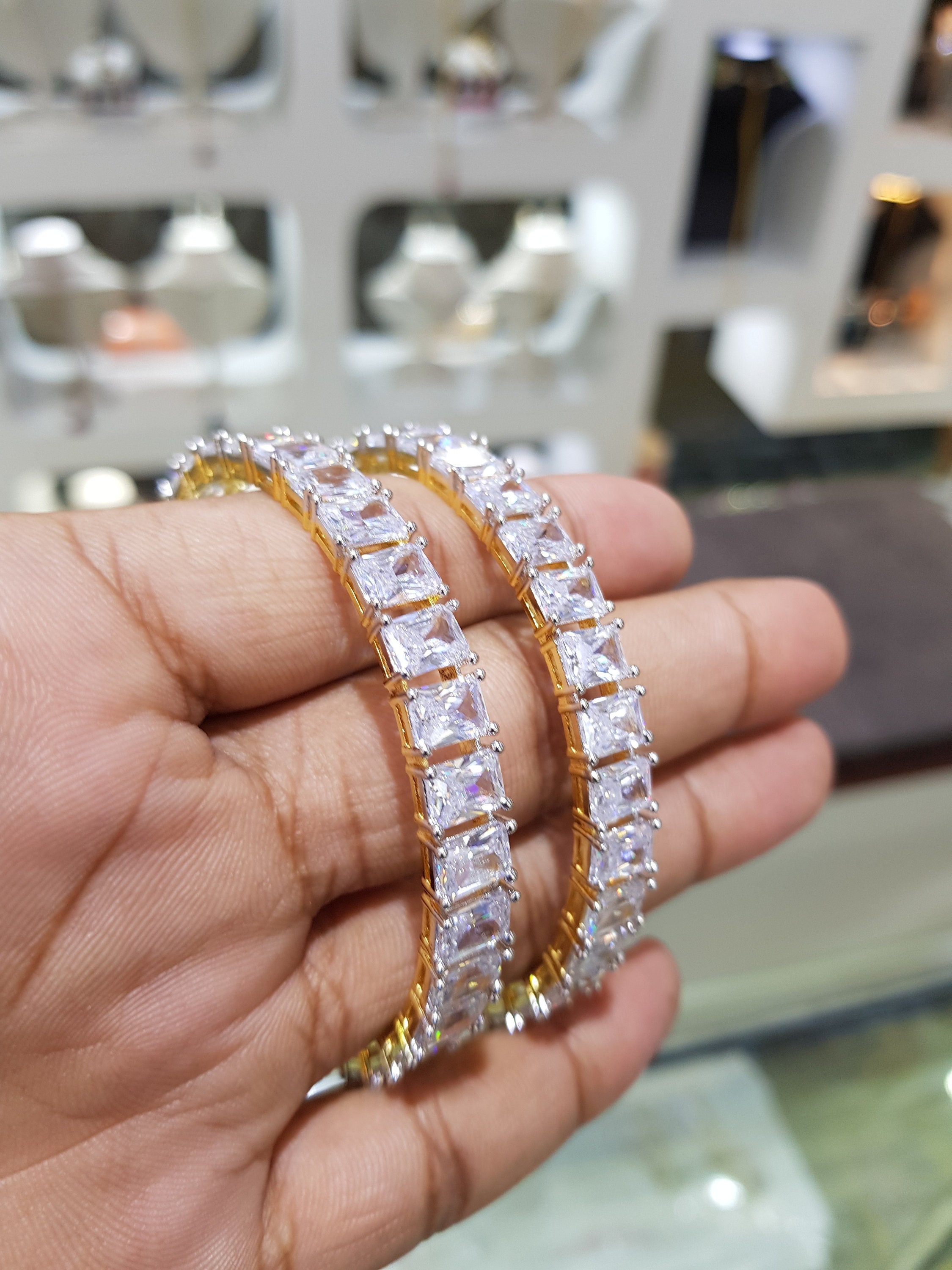 Single Line Diamond Bangles