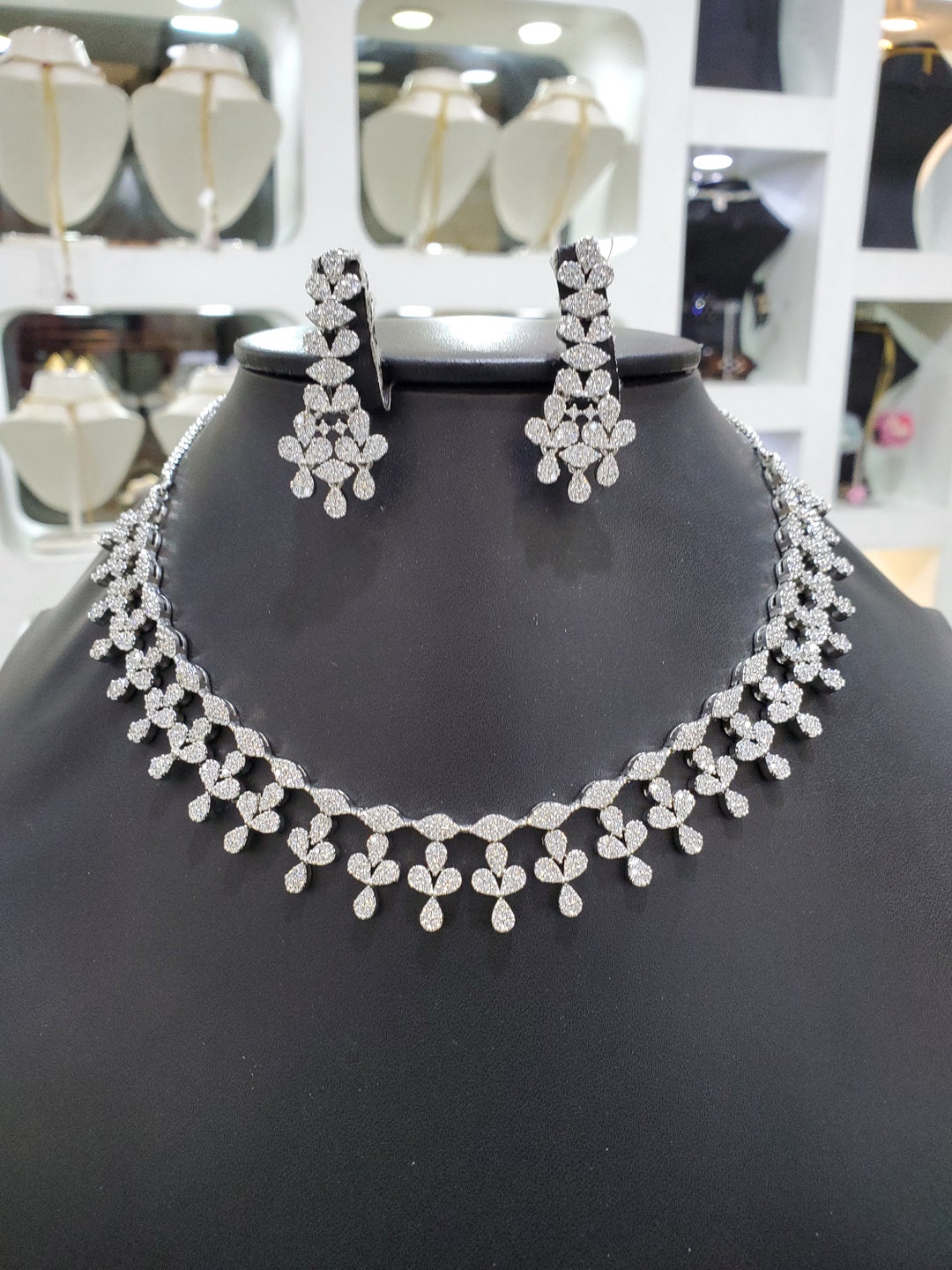 Exclusive Silver Micro Diamonds Setting Cz Necklace, Diamond Necklace ...