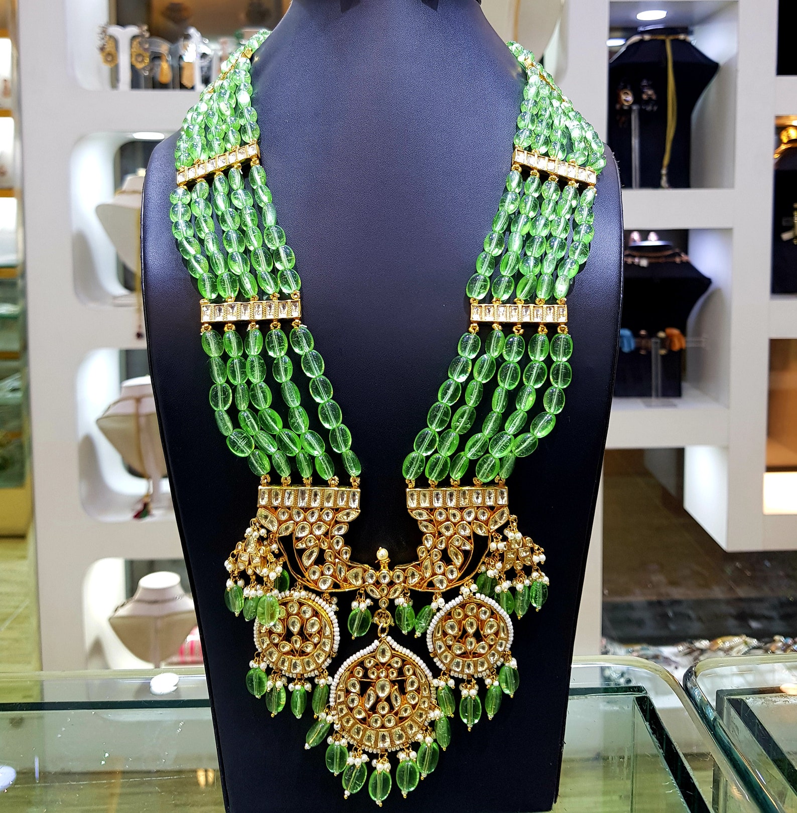 Kundan Jadau Silver Polki Rani Haar Necklacepolkirani - Etsy