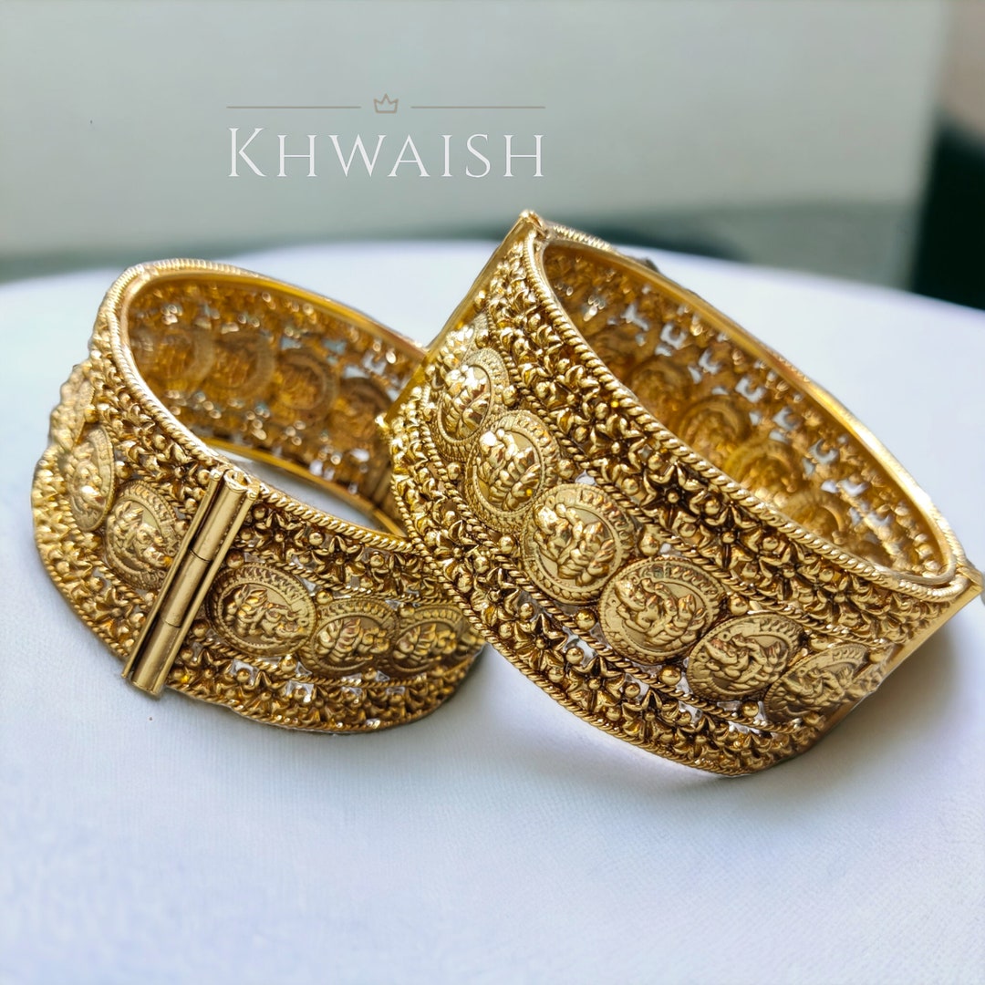 Statement 22ct Gold Plated Temple Bangles,sabyasachi Jewelry,indian ...
