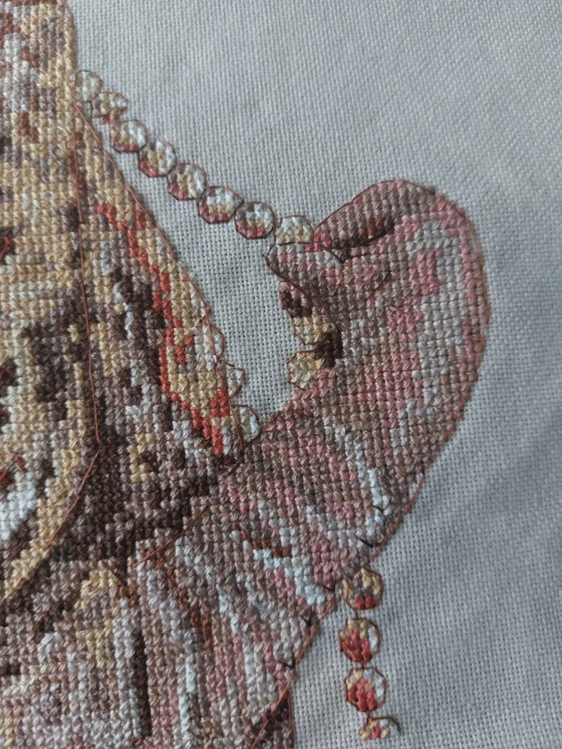 Completed Cross Stitch Lady With Hat - Etsy