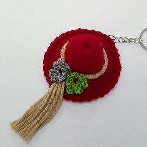 A Crochet Hat Keychain Pattern Crochet Keychain Flower - Etsy