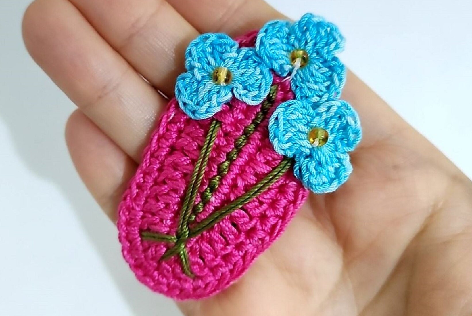 A Crochet Flower Hair Clip Pattern Crochet Hair Clip Pattern - Etsy