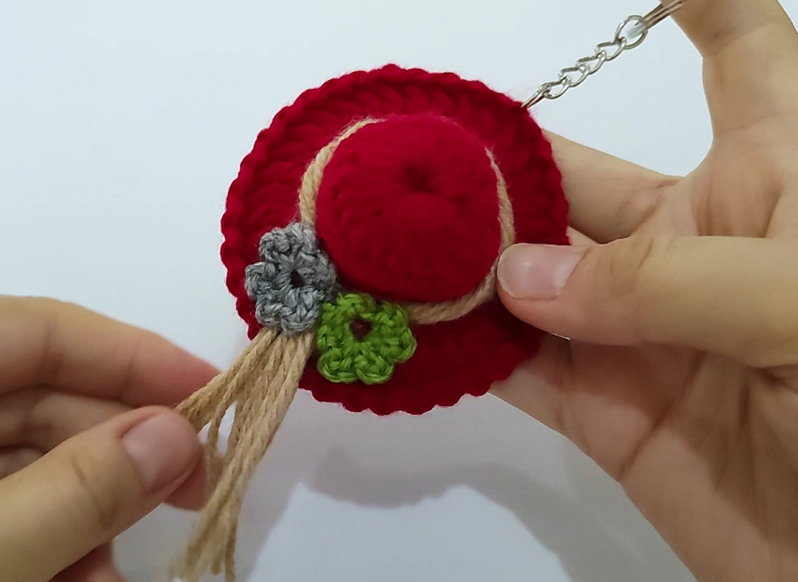 A Crochet Hat Keychain Pattern Crochet Keychain Flower - Etsy
