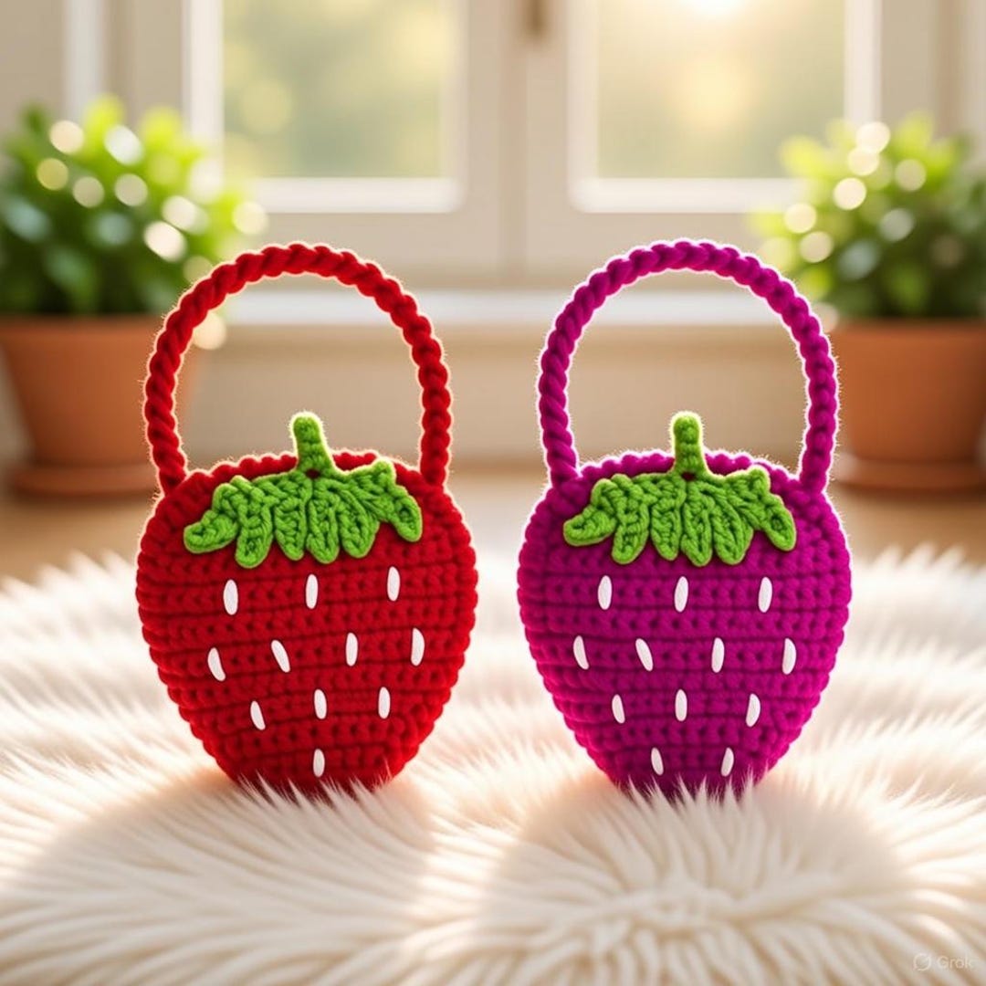 Crochet Strawberry Bag Pattern + Video Tutorial | PDF Crochet Purse ...