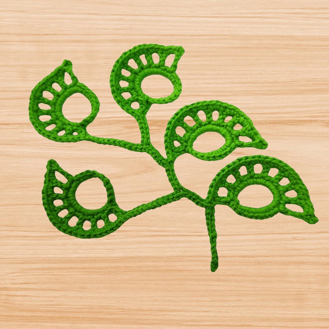 Crochet Leaves Branch Pattern PDF + Video Tutorial, Easy Crochet Leaf ...