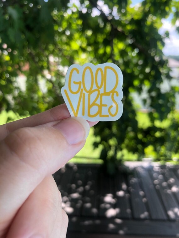 Good Vibes Positivity Yellow Quote Vinyl Stickers | Etsy