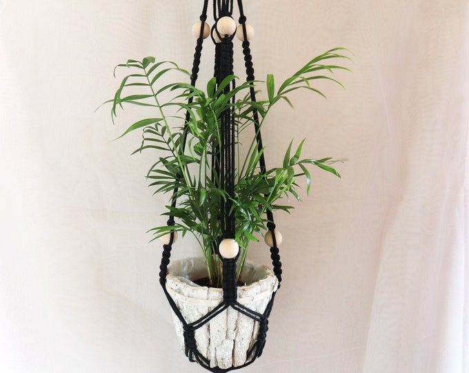 Black Macrame Plant Hanger/hanging Planter/elegant Plant Hanger/gift ...
