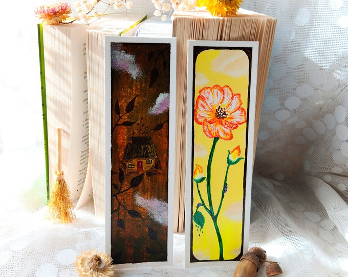 Set of two bookmarks with mushrooms Hand-painted bookmarks Book lovers ...