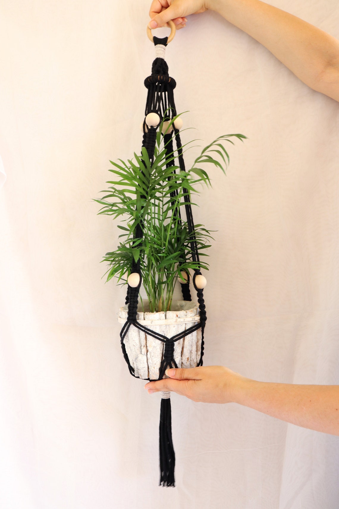 Black Macrame Plant Hanger/hanging Planter/elegant Plant Hanger/gift ...