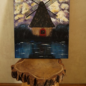 Original Acrylic Painting of a Windmill Surrounded by Magical Forest ...