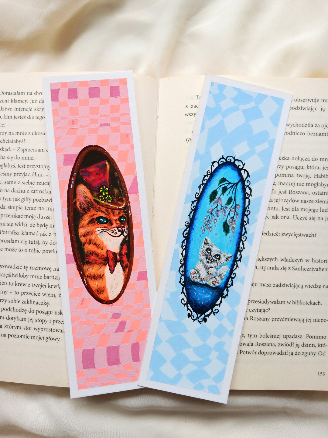 Set of Two Bookmarks With Cats- Hand-painted Cats Bookmarks Cute ...