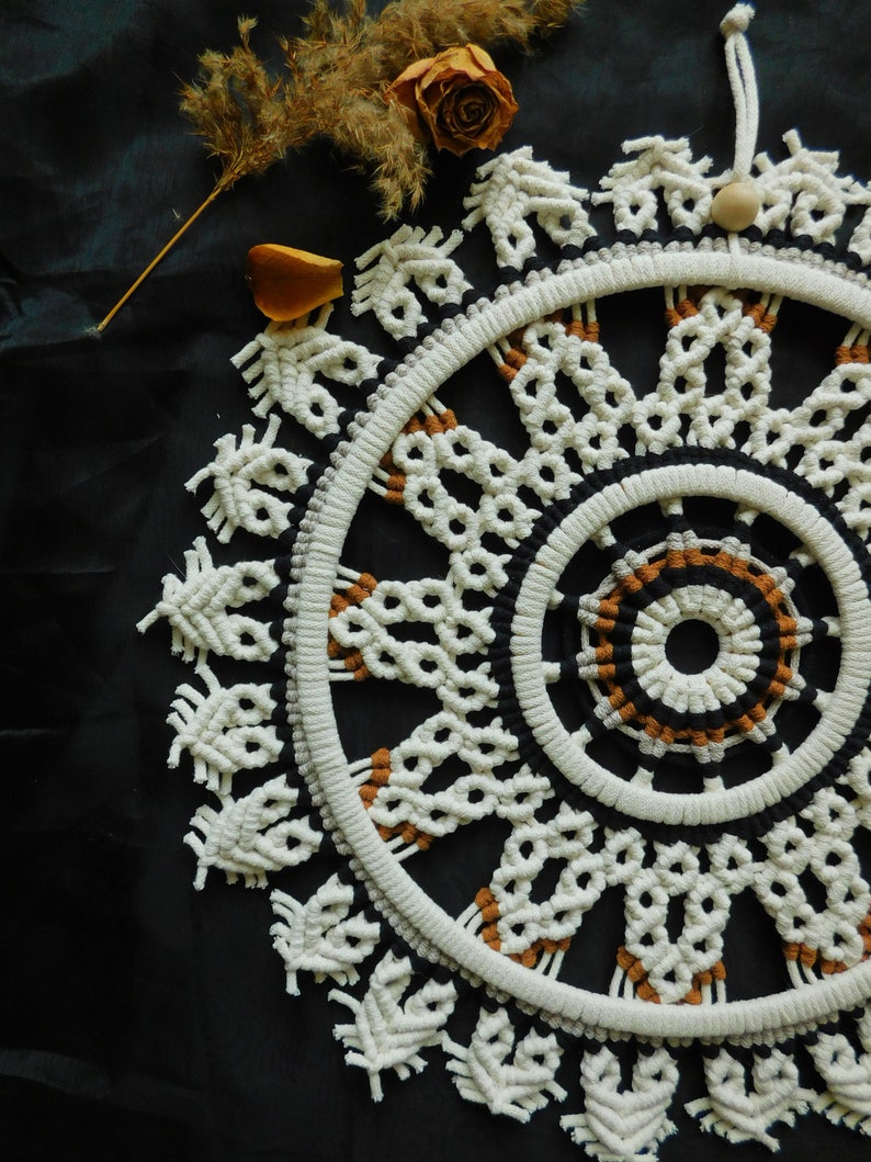 Beautiful Macrame Mandala / White Mandala With Copper and Black ...