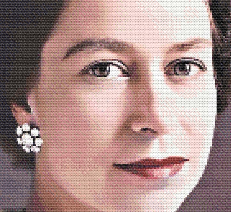 Young Queen Elizabeth II Portrait Cross Stitch Pattern Chart - Etsy
