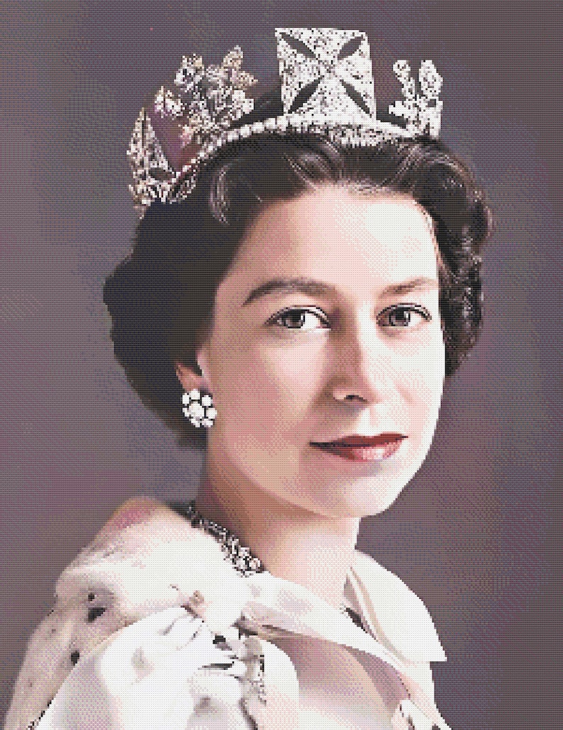 Young Queen Elizabeth II Portrait Cross Stitch Pattern Chart - Etsy