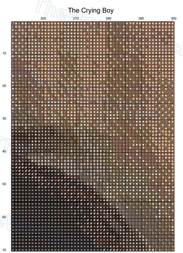 The Crying Boy Cross Stitch Pattern Chart - Etsy