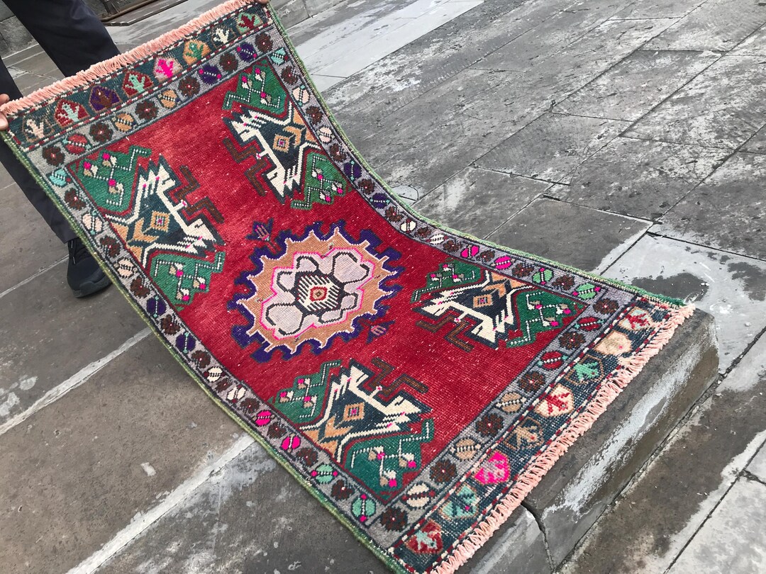 Bathroom Runner Rug, Mini Runner Rugs, Turkish Small Rug, Decorative ...