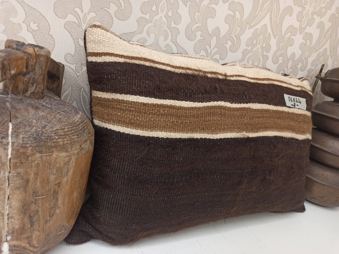 BOTH SİDE, 16x24 İnches, Vintage Blanket Cushion Cower, Natural Cushion ...