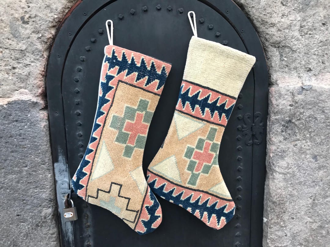 Stocking Set of 2, Twin Sock, Turkish Vintage Rug Stocking, Quality ...