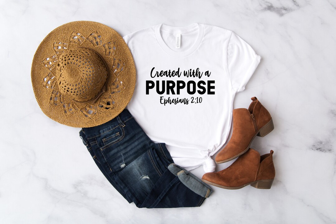 Created With a Purpose, Bible Verse, Christian T Shirt, - Etsy