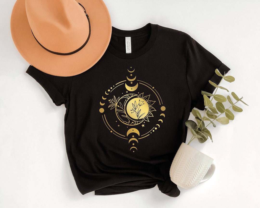 Moon and Sun Shirt, Mystical Moon Phase Shirt, Moon Phase T-shirt, Boho ...
