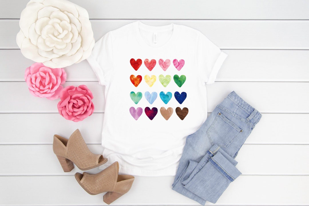 Watercolor Heart Shirt, Heart Graphic , Valentine's Day Heart Tee ...
