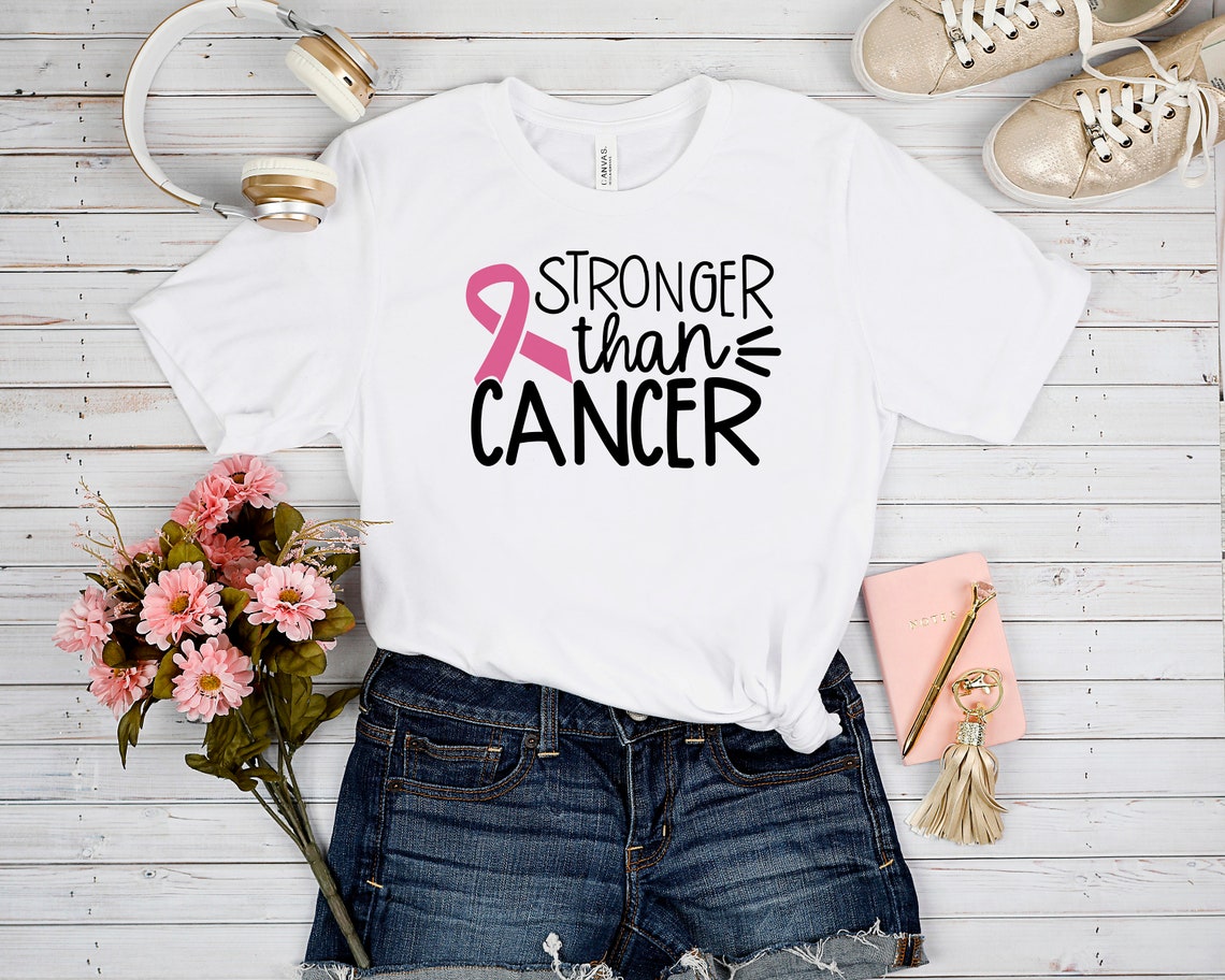 Stronger Than Cancer Shirt Breast Cancer Shirt Cancer Ribbon - Etsy