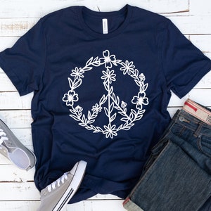 Floral Peace Sign Shirt - Graphic Tee - Etsy