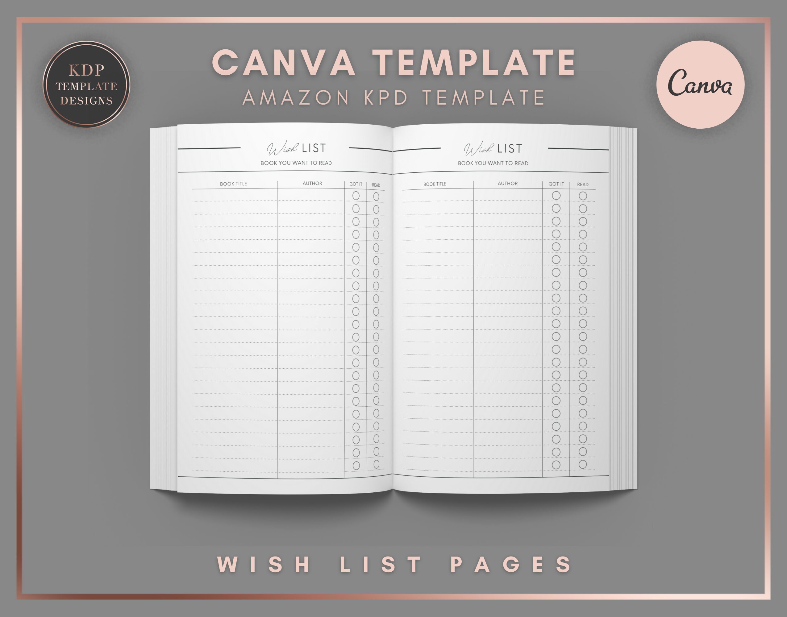 Book Review & Reading Journal Canva Template 6x9 Inches with Bleed ...
