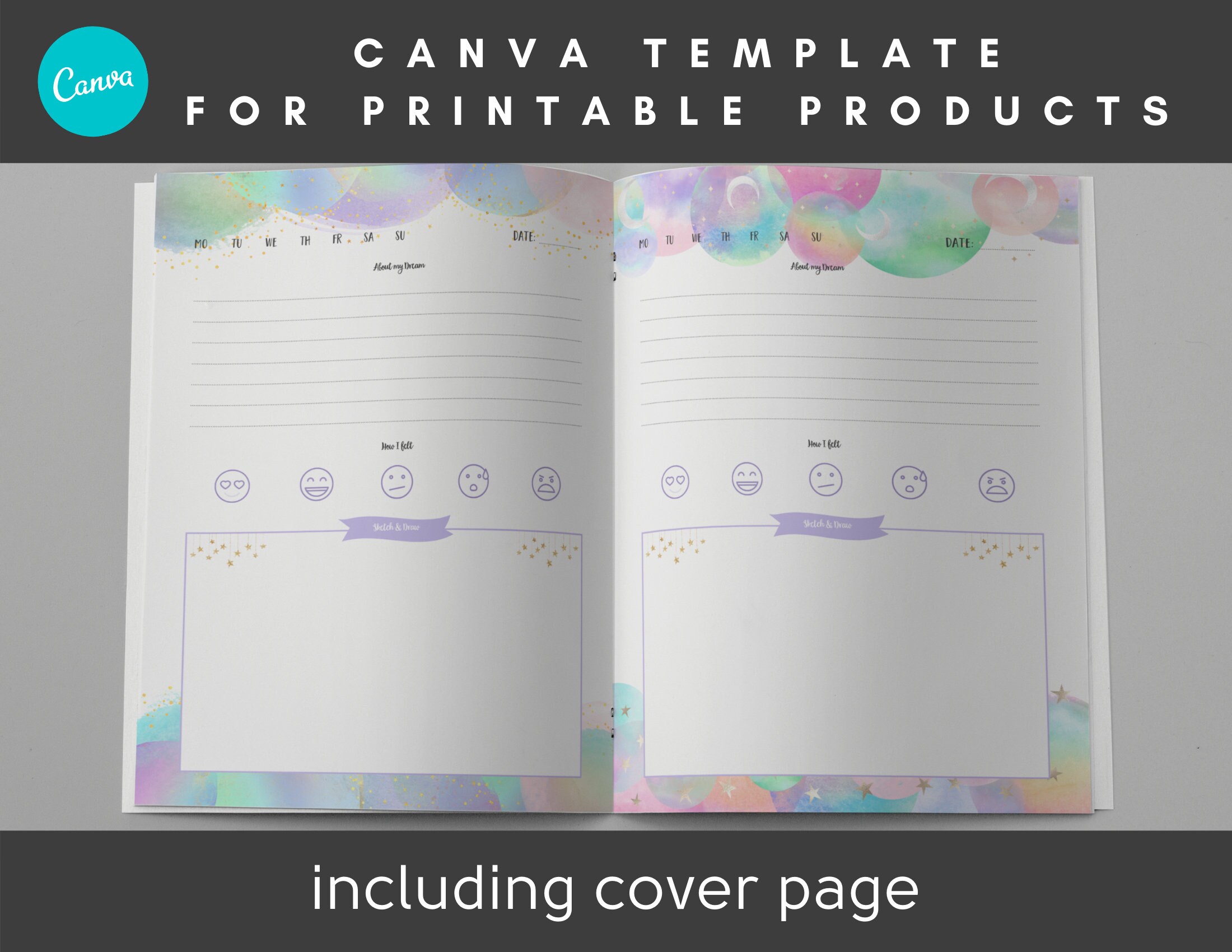 Editable Kids Dream Journal Canva Template for Printable Products US ...