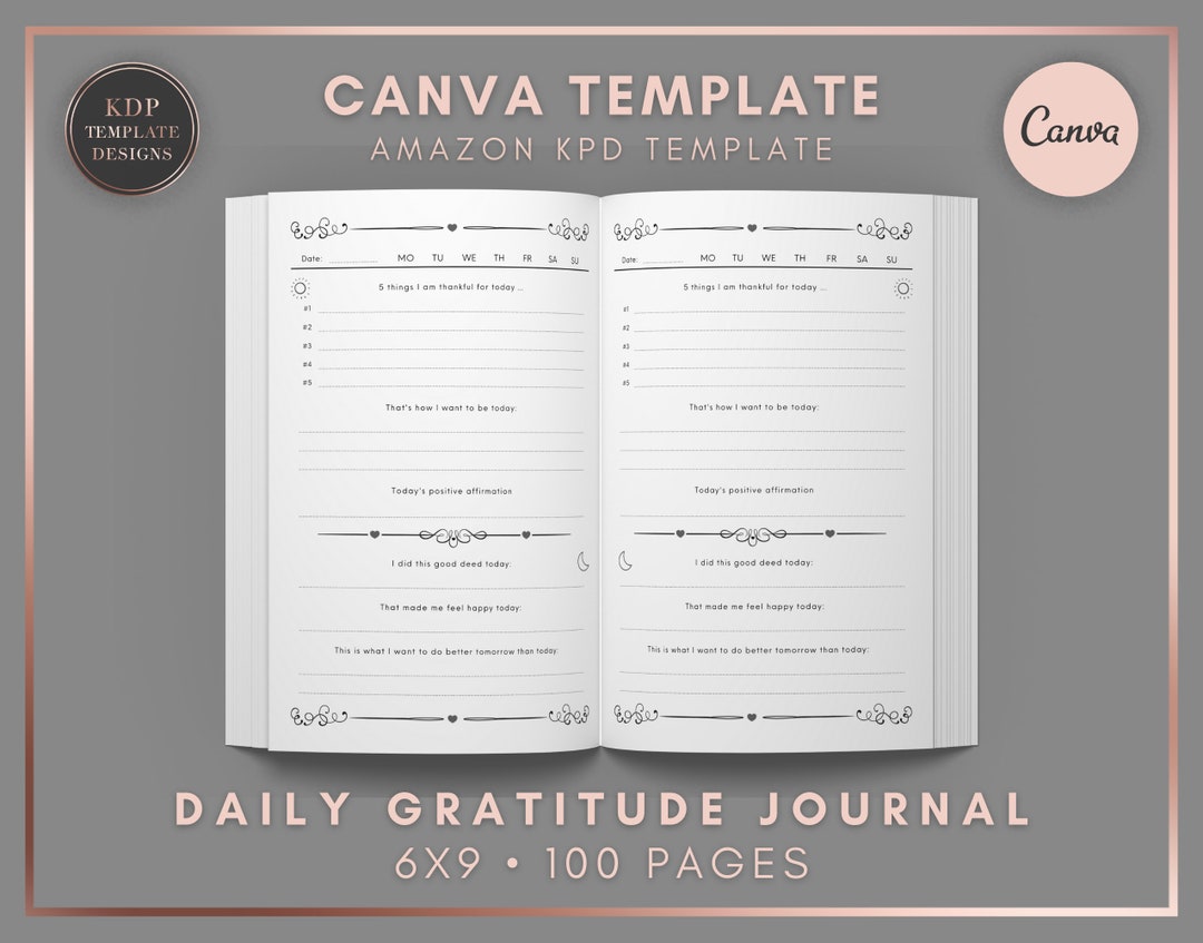 Daily Gratitude and Mindfulness Journal CANVA template editable ...