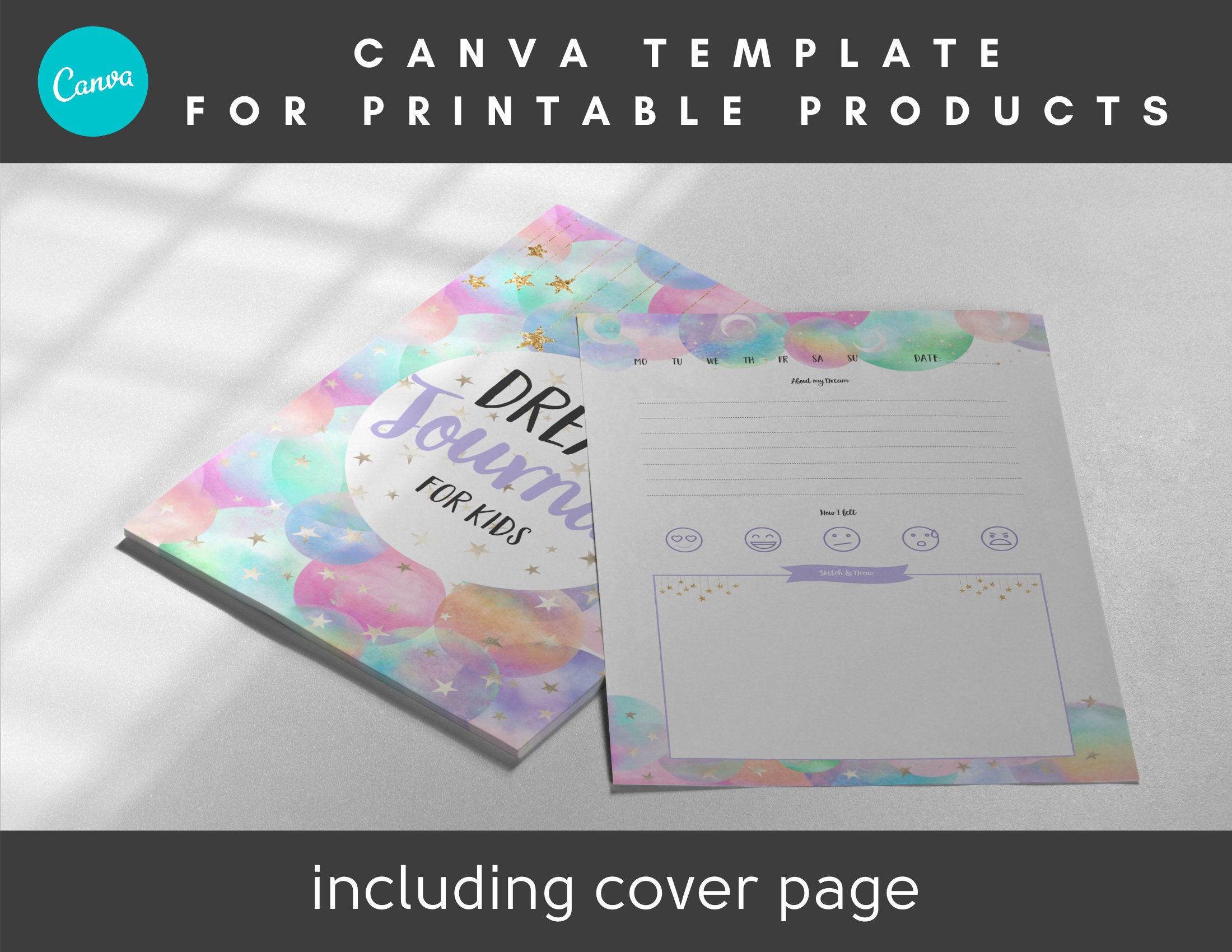 Editable Kids Dream Journal Canva Template for Printable Products US ...