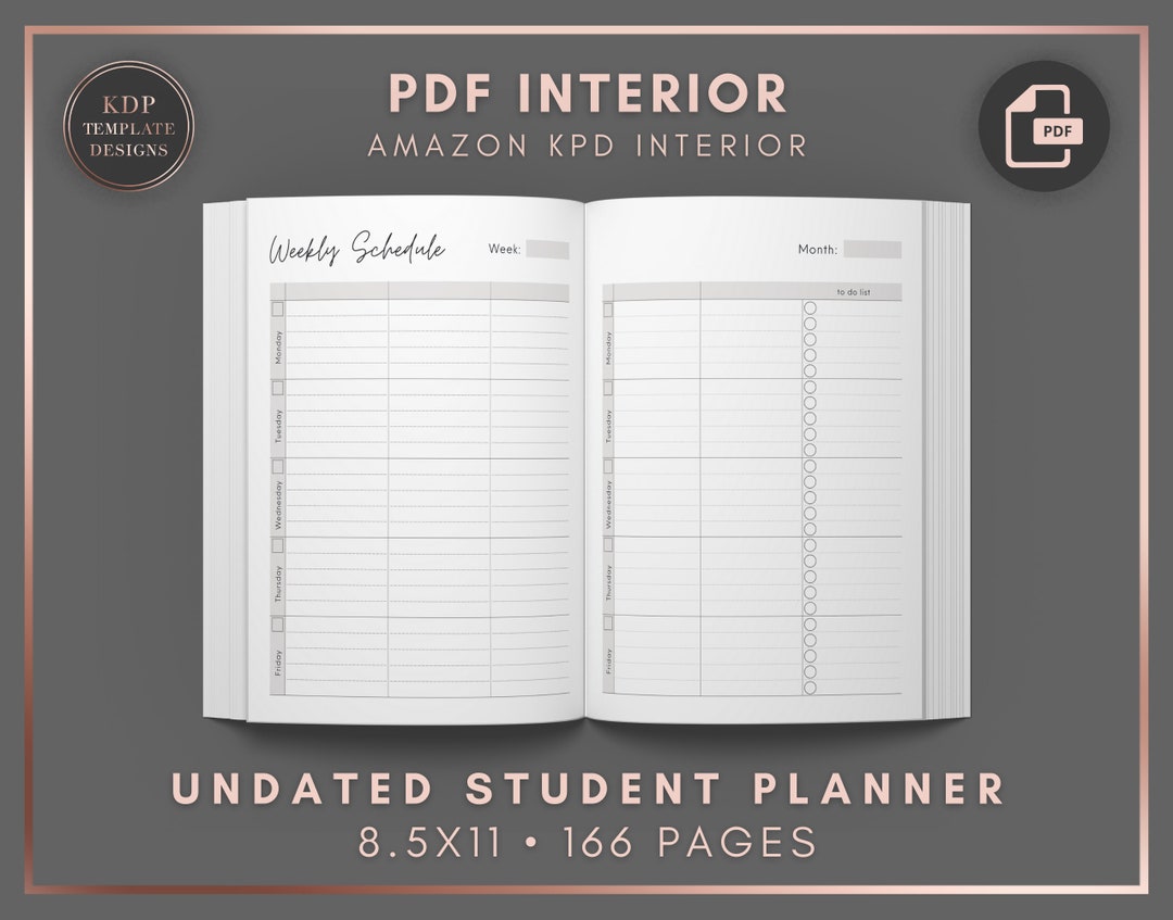 Student / Academic Planner Undated 8.5x11 Inches With Bleed Ready to ...
