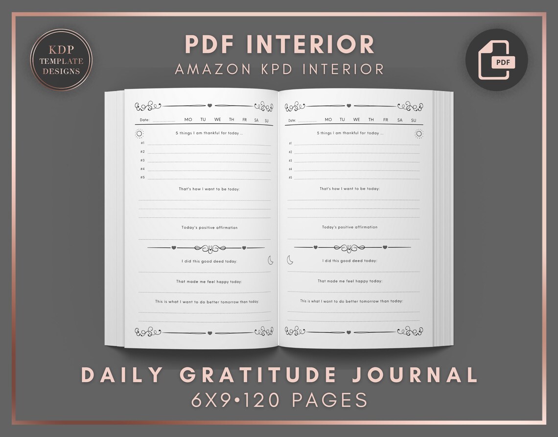 Daily Gratitude & Mindfulness Journal With Lovely Design 6x9 Inches ...