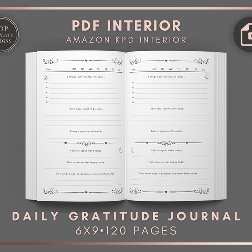 Daily Gratitude & Mindfulness Journal With Lovely Design 6x9 - Etsy