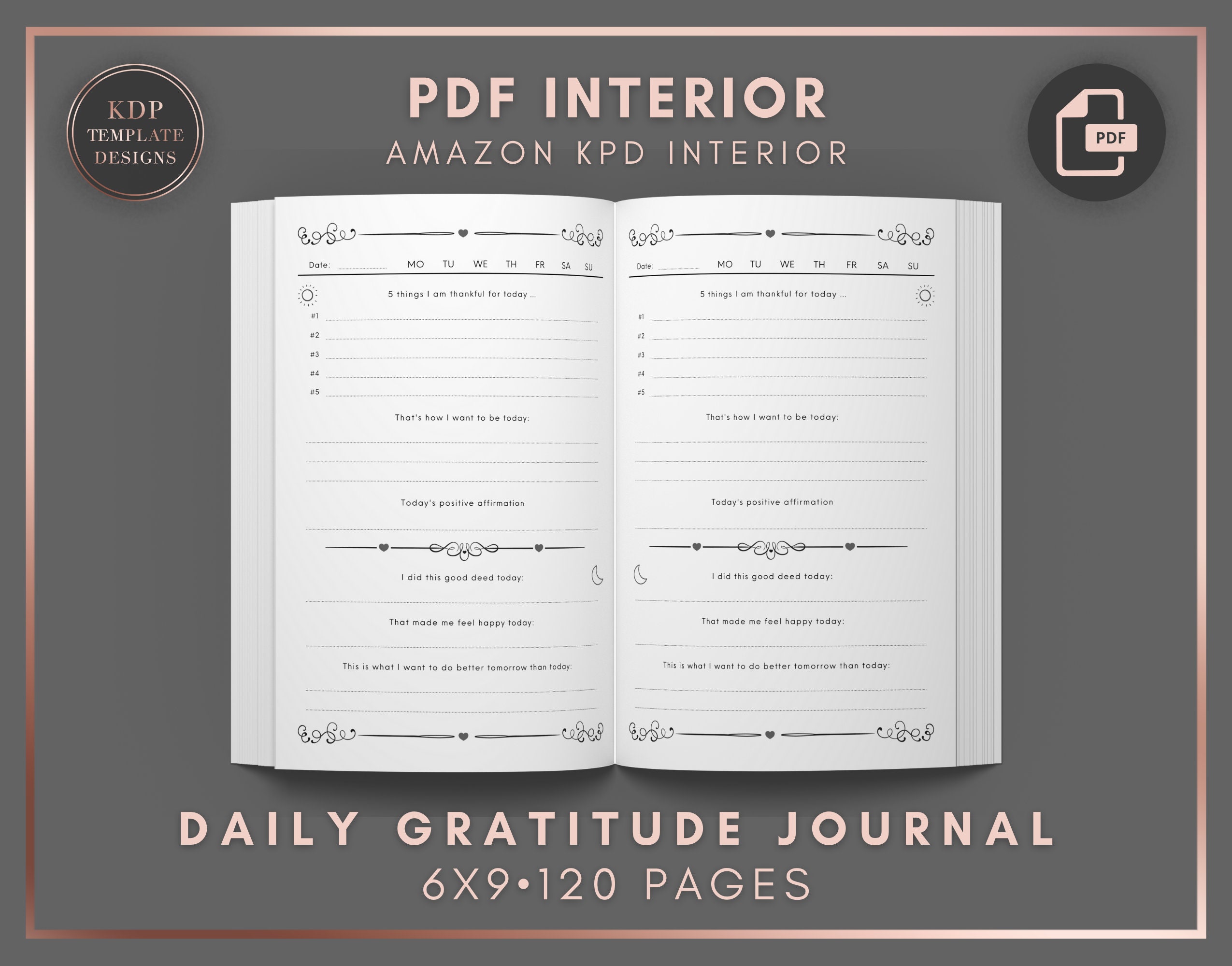 Daily Gratitude & Mindfulness Journal With Lovely Design 6x9 Inches ...