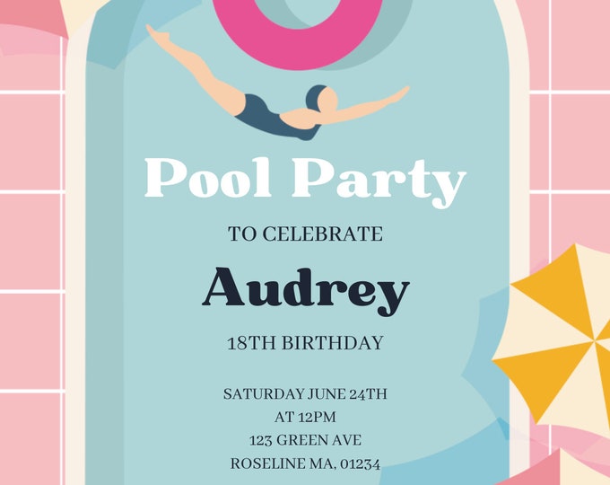 Digital Pool Party Summer Invitation - Etsy