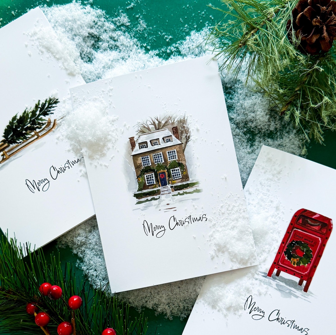 Christmas Card Variety Pack, Watercolor Christmas Cards - Etsy